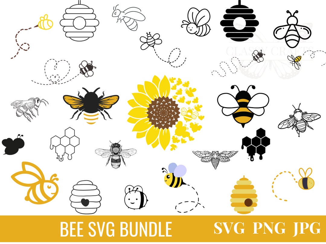Bee SVG, Bee SVG Bundle, Sunflower Svg, Honeybee SVG, Queen Bee Svg ...