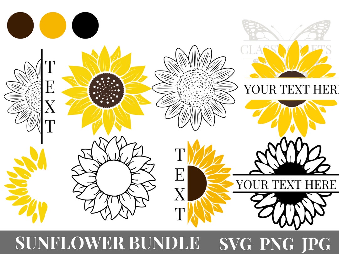 Buy Sunflower SVG Bundle, Sunflower SVG, Flower Svg, Monogram Svg, Half ...