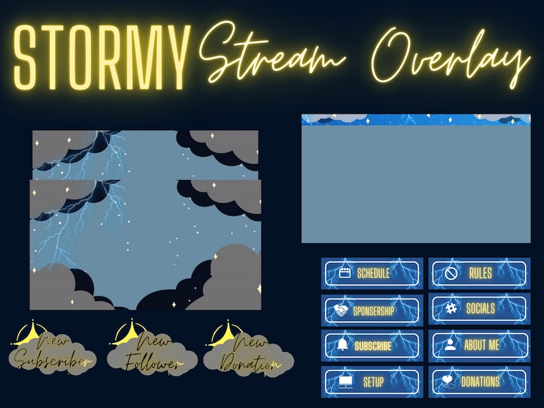 Animated Stormy Stream Overlay / Streaming Overlay / Lightning Stream ...