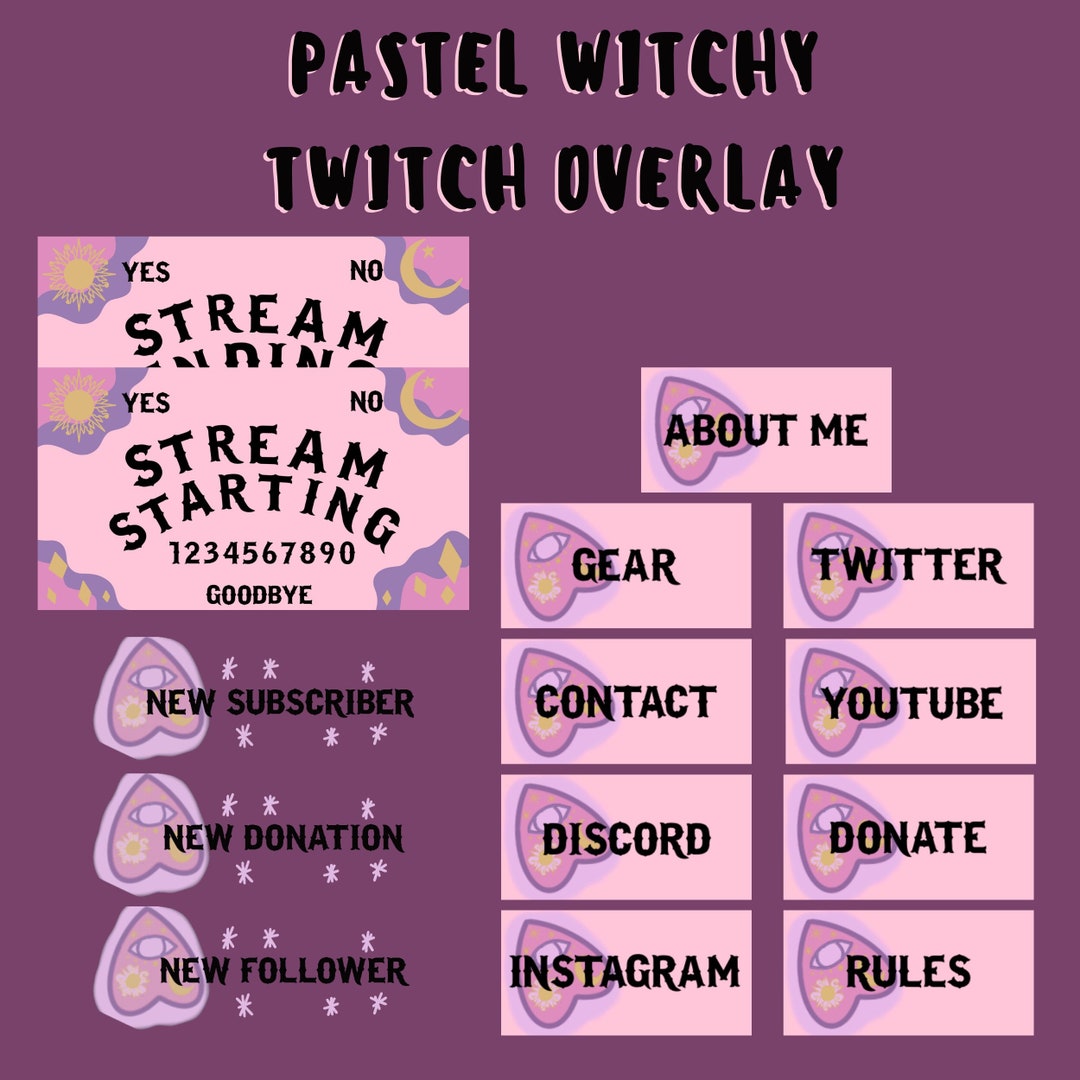 Pastel Witchy Theme Stream Overlay Pack / Animated Twitch Alerts ...