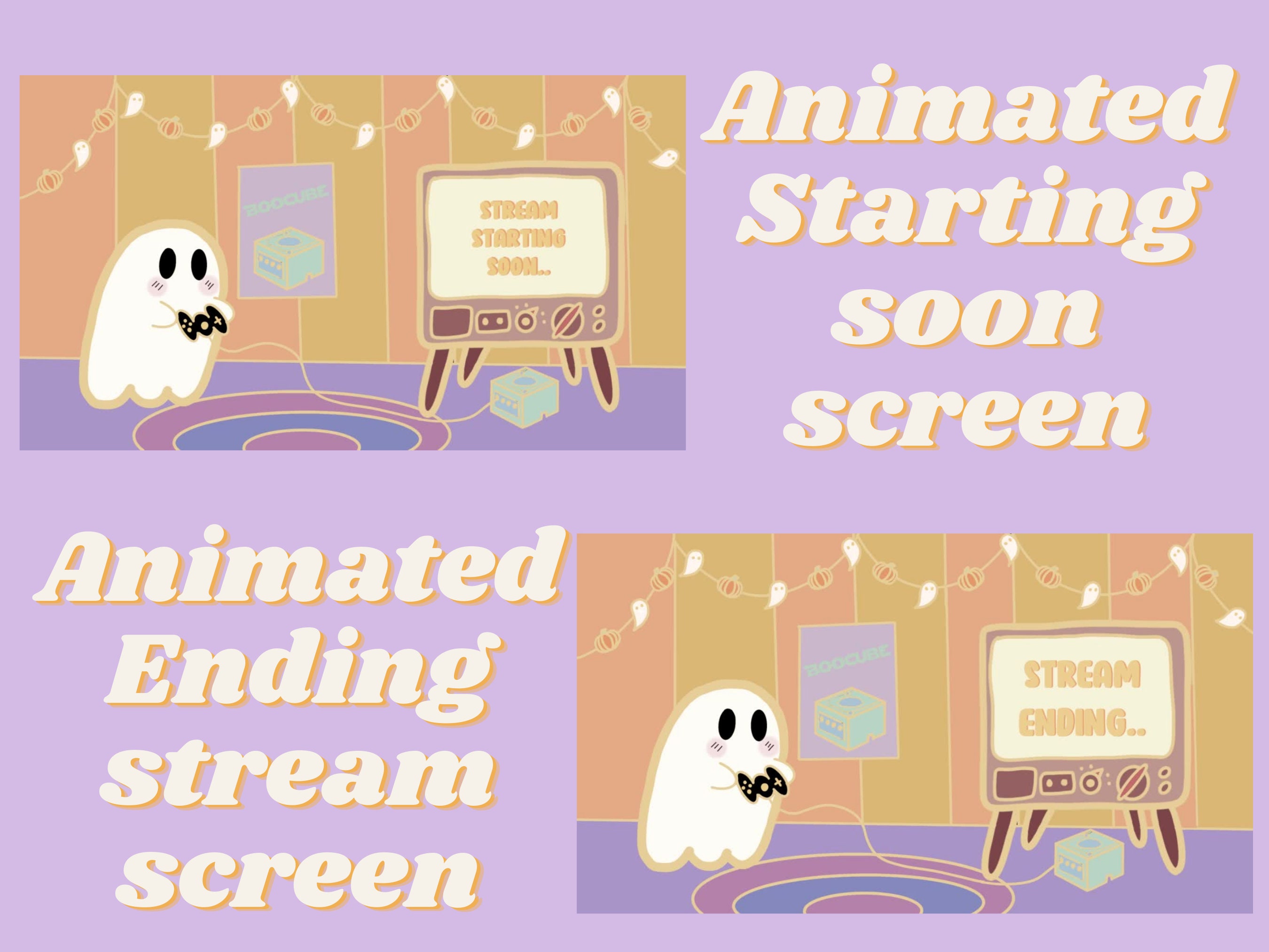 Animated Stream Overlay Cute Gaming Ghost/ Spooky Stream Overlay ...