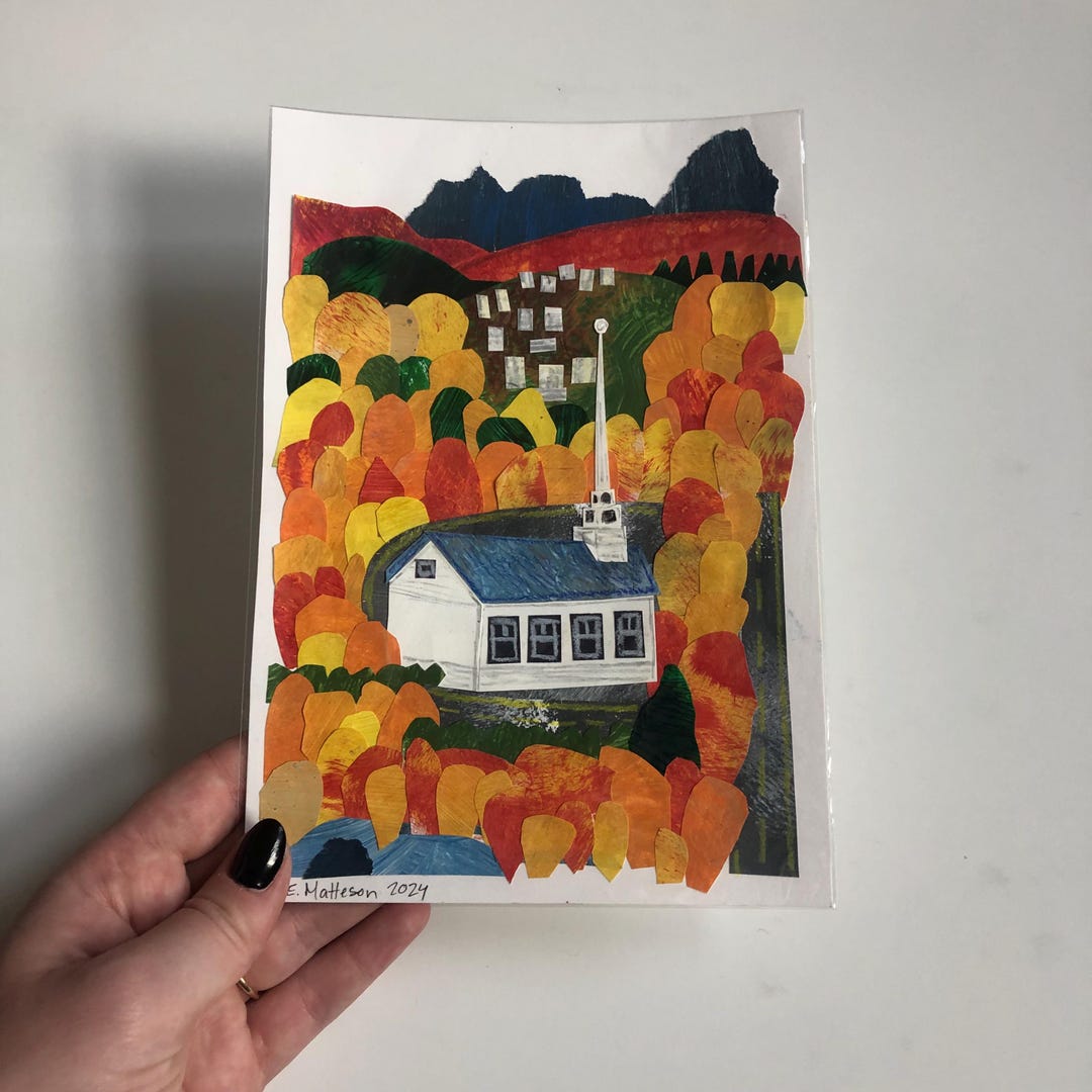Autumn Church: Original Collage Artwork - Etsy