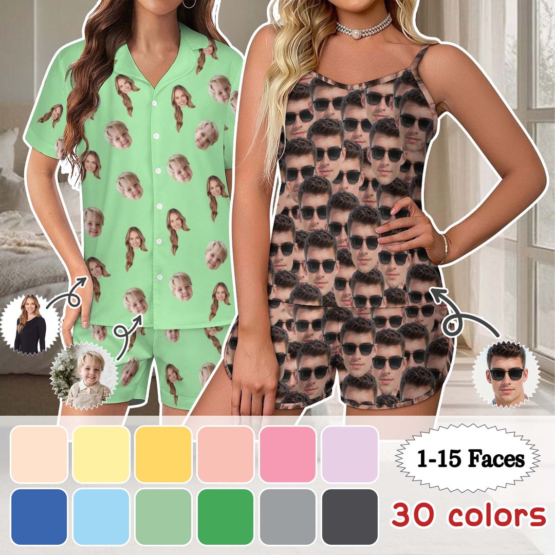 Custom Pajamas With Faces, Custom Photo Face Pajamas,custom Pet Face ...