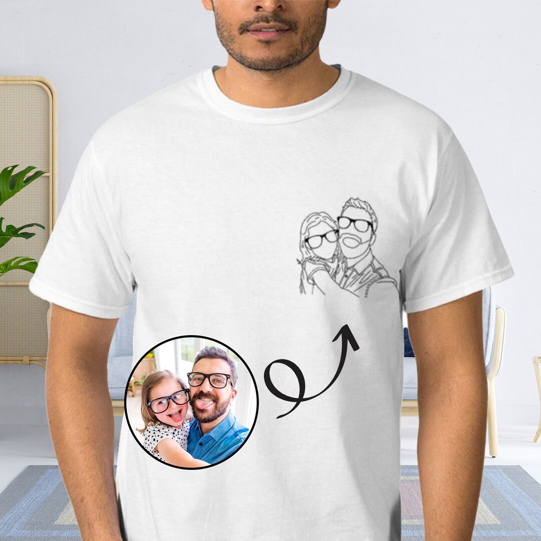 Custom Line Art Tee,custom Outline Sketch From Picture Printed Shirt ...