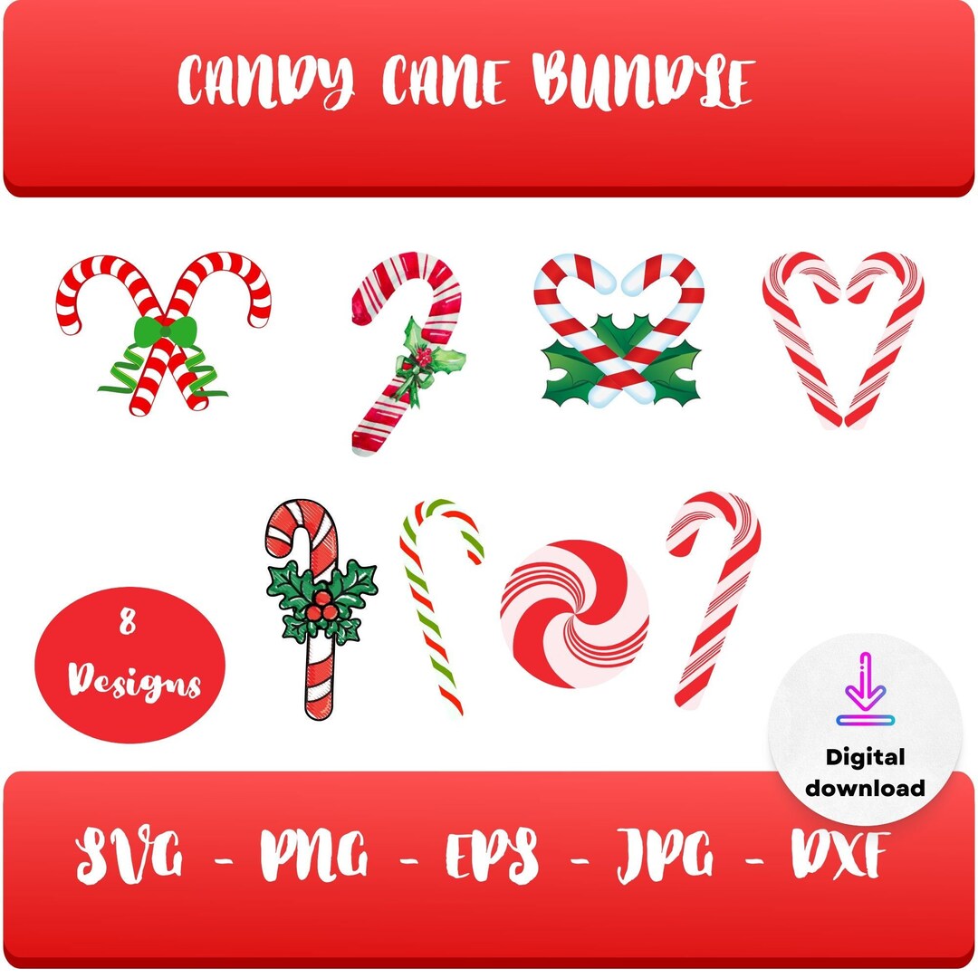 Candy Canes BUNDLE - Instant Digital Download - SVG, PNG, Dxf, Jpg and ...