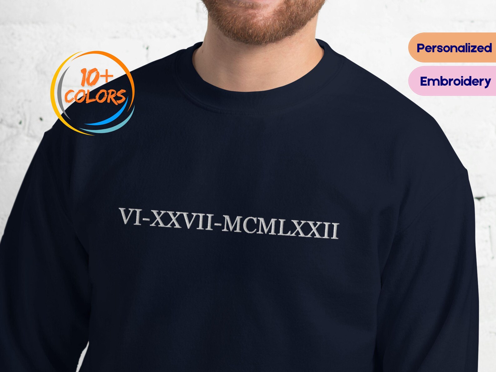 Personalized Embroidered Roman Numeral Hoodie, Anniversary Gift - Etsy