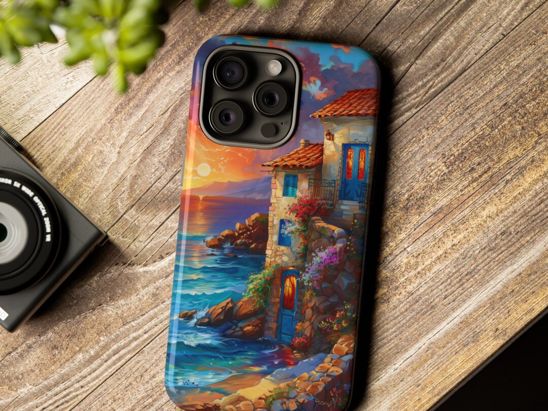 A House by the Sea Tough Phone Case Digital Art for iPhone 16 15 14 13 ...