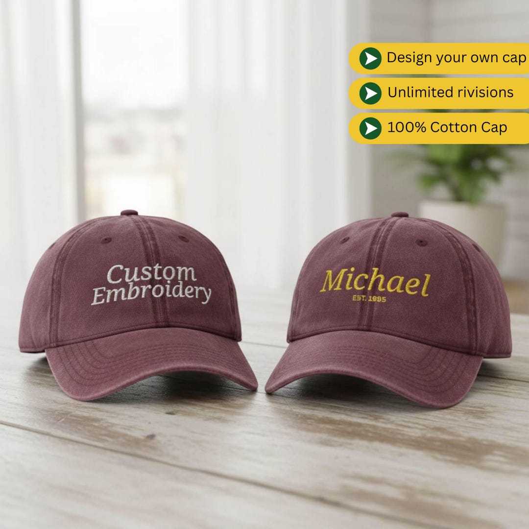 Personalized Vintage Dad Hat: Custom Embroidered Cotton Cap - Etsy