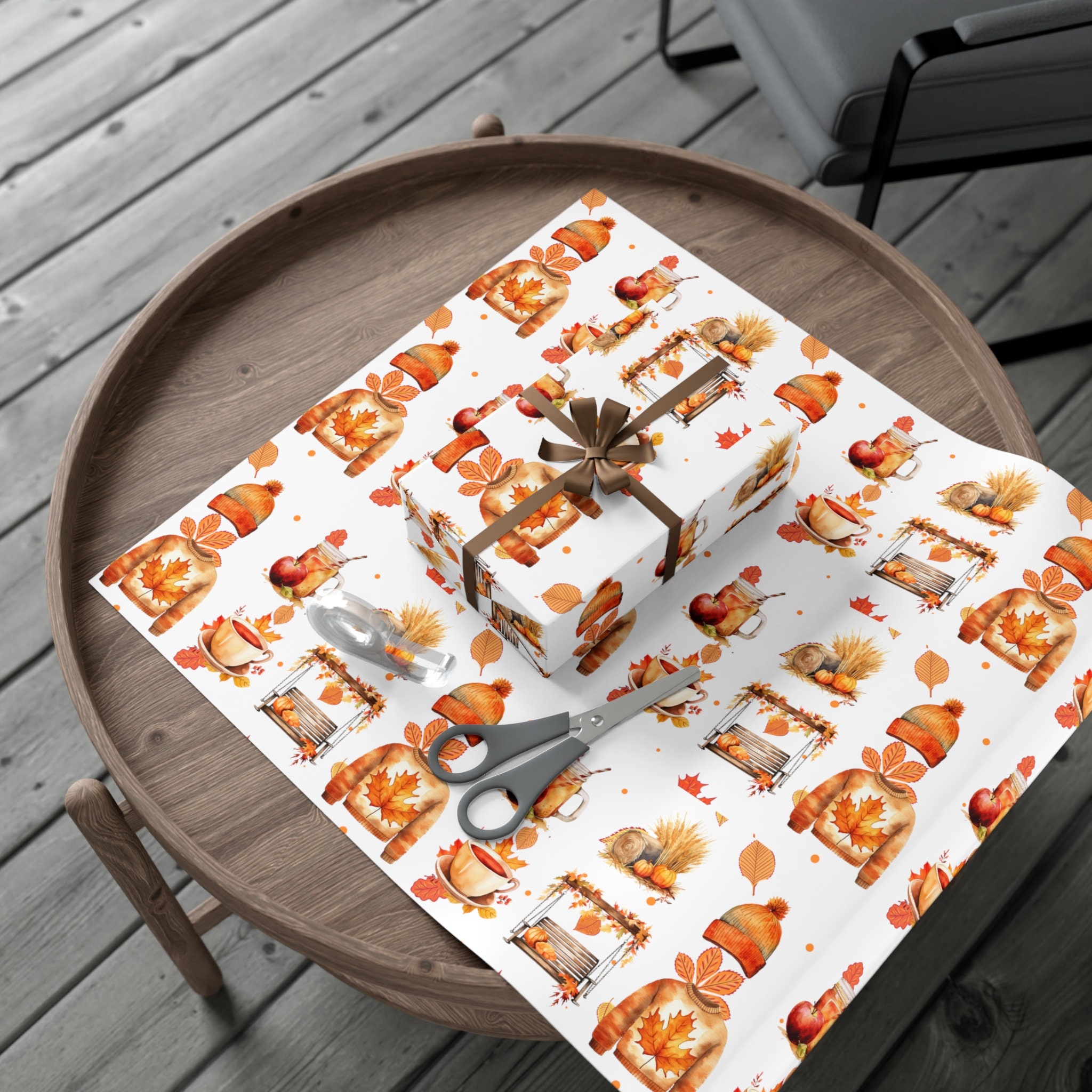Fall Gift Wrapping Papers Wrapping Paper Autumn Theme Wrapping - Etsy