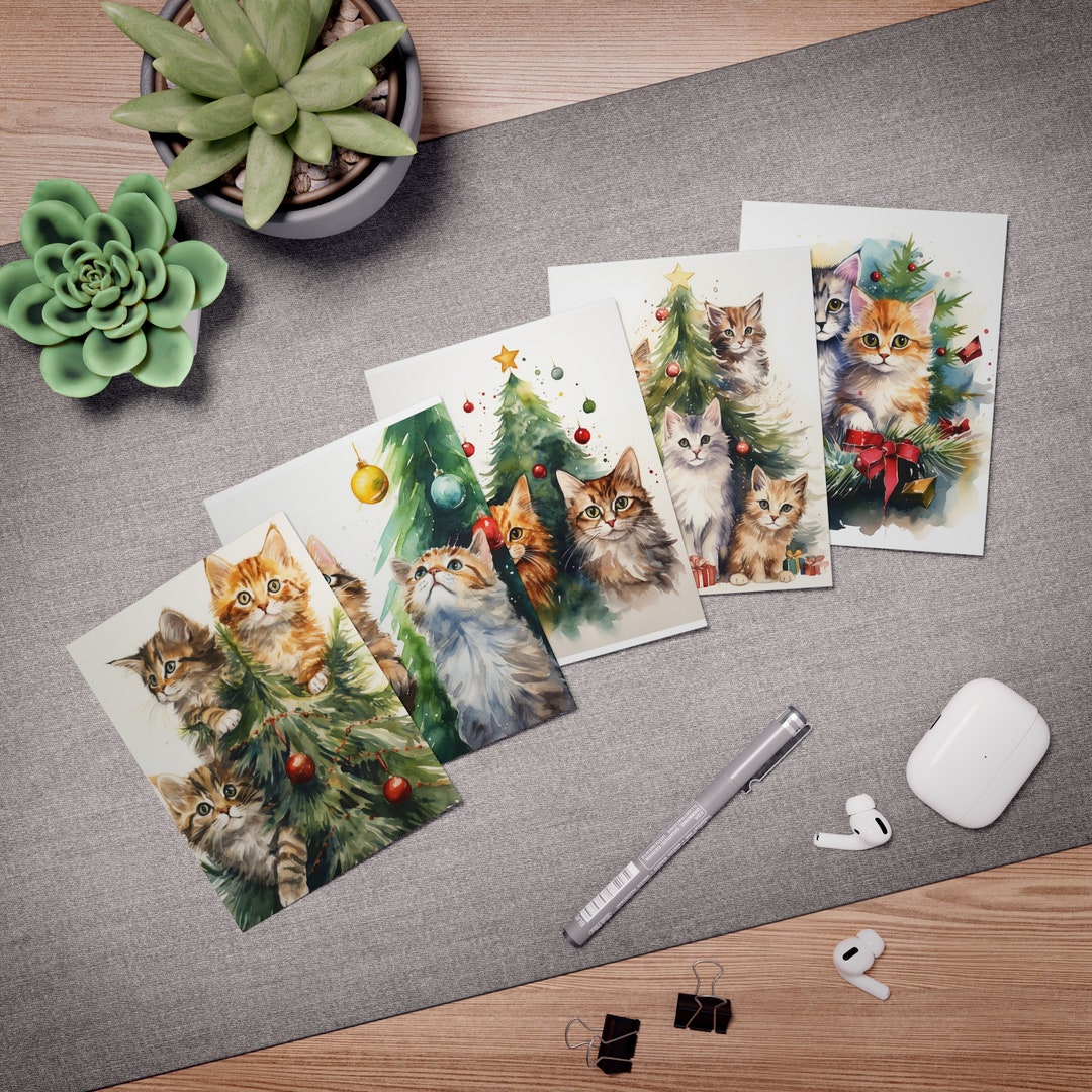 Cute Cat Christmas Cards Holiday Cards Christmas Cat Cards Christmas ...