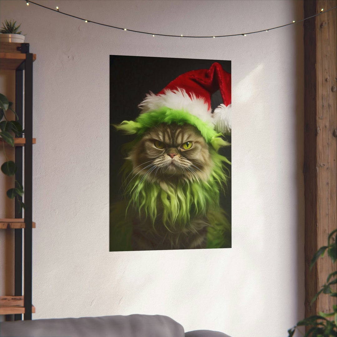 Cranky Santa Cat Poster Matte Vertical Posters Christmas Santa Cat ...