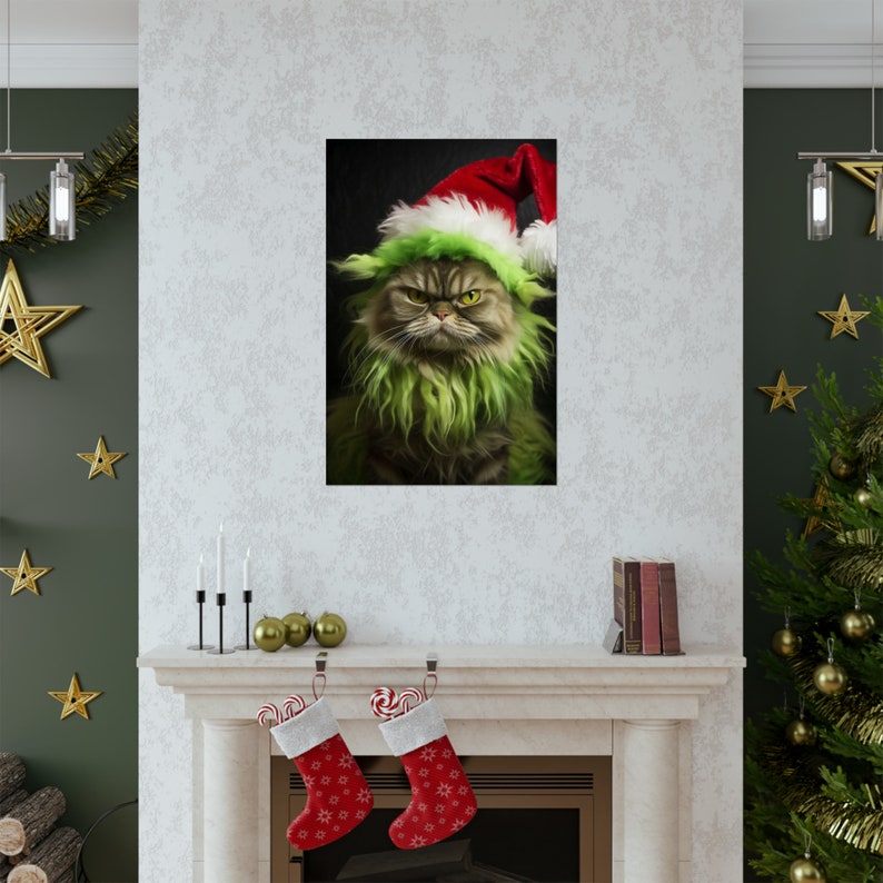Cranky Santa Cat Poster Matte Vertical Posters Christmas Santa Cat ...