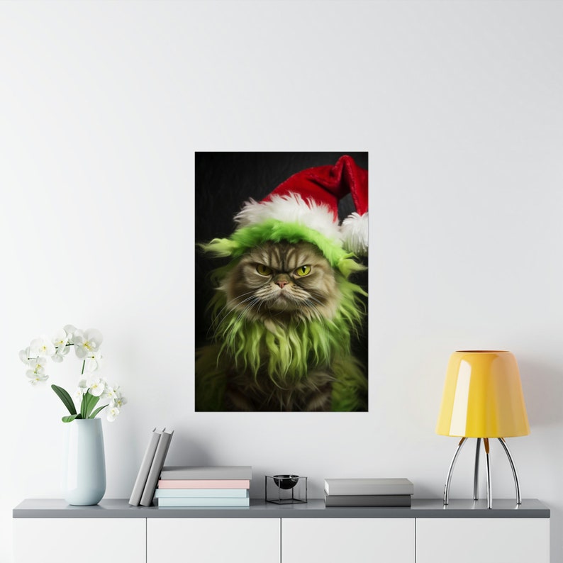 Cranky Santa Cat Poster Matte Vertical Posters Christmas Santa Cat ...