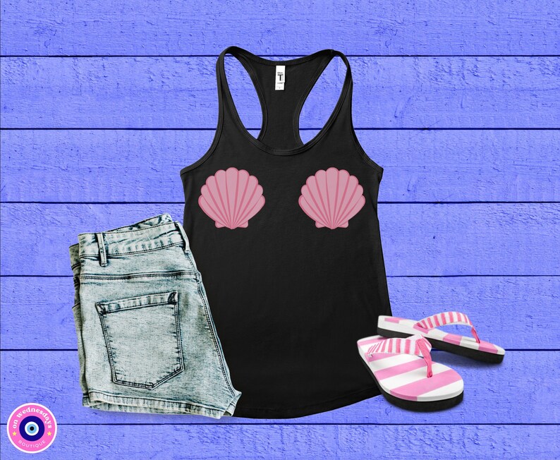 Seashell Bra Shirt | Tank Tops for Women | Funny Mermaid Shirt | Cute ...