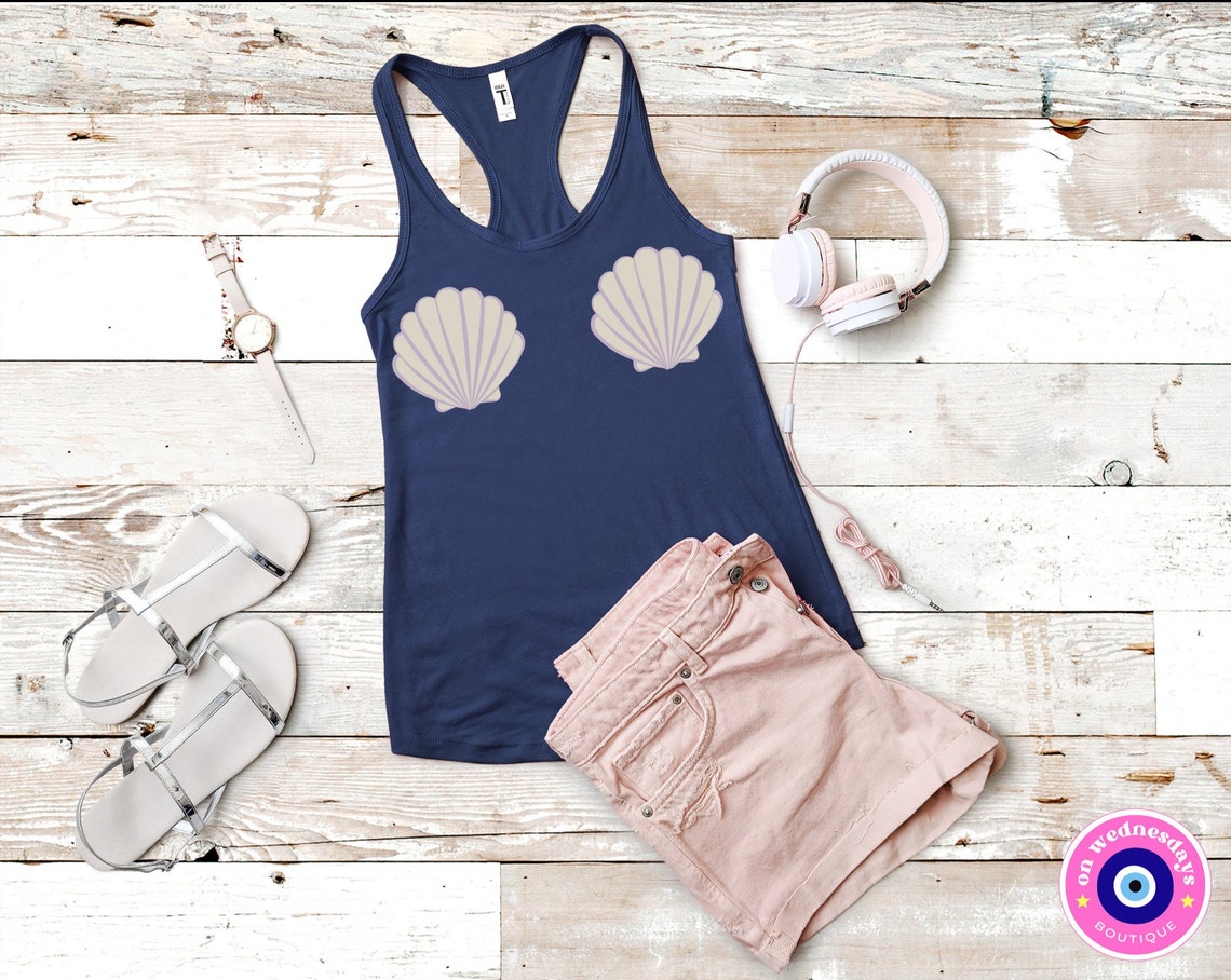 Seashell Bra Shirt | Tank Tops for Women | Funny Mermaid Shirt | Cute ...