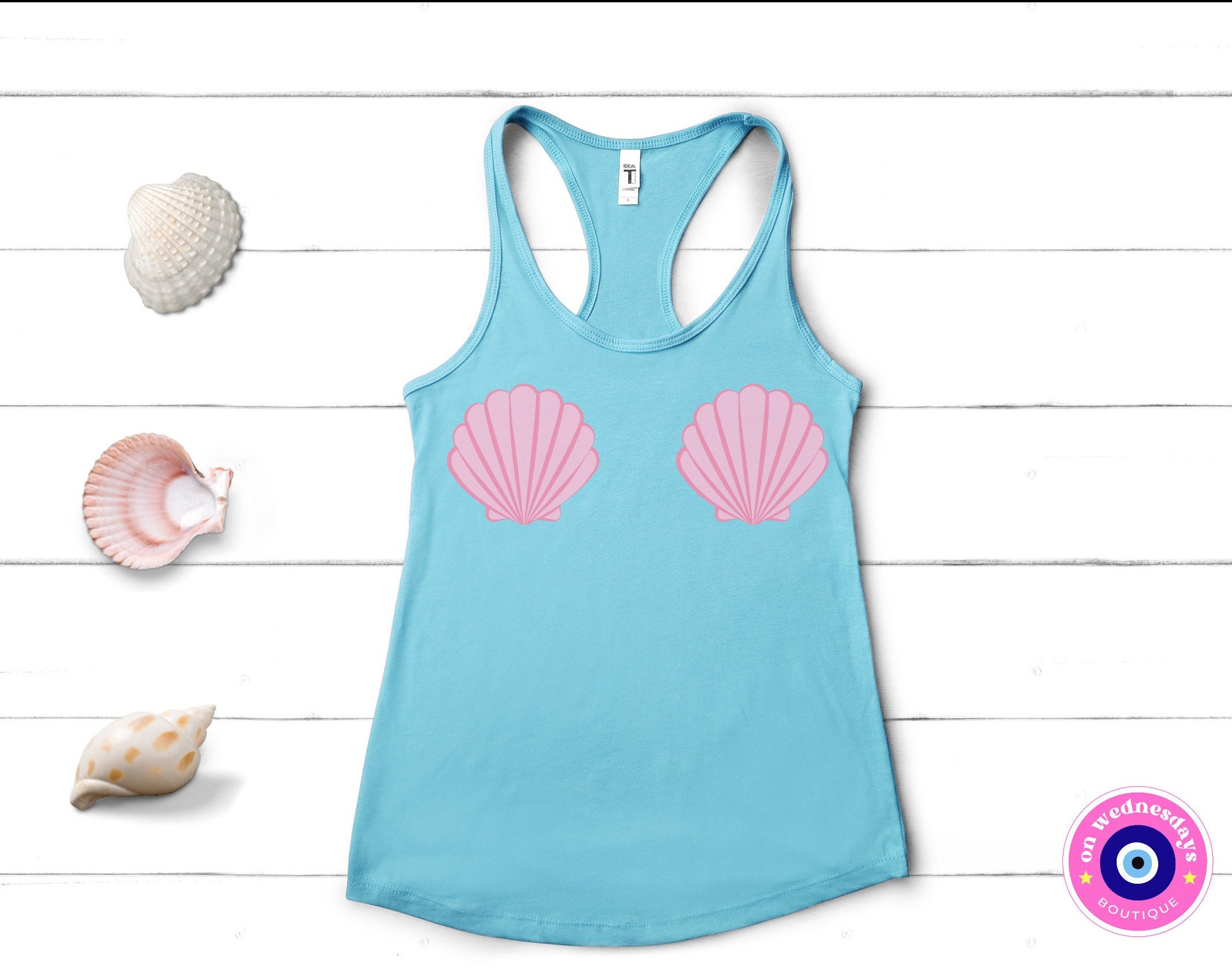 Seashell Bra Shirt | Tank Tops for Women | Funny Mermaid Shirt | Cute ...