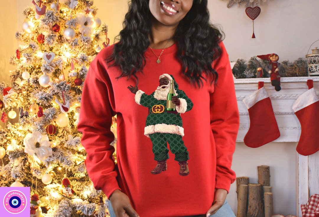 Black Santa Sweatshirt, Designer Santa Shirt, Christmas Sweater for ...