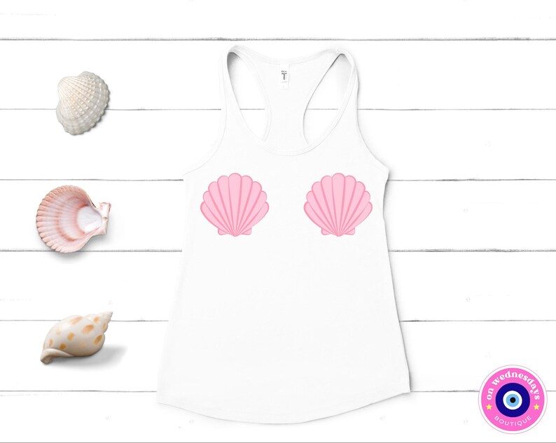 Seashell Bra Shirt | Tank Tops for Women | Funny Mermaid Shirt | Cute ...