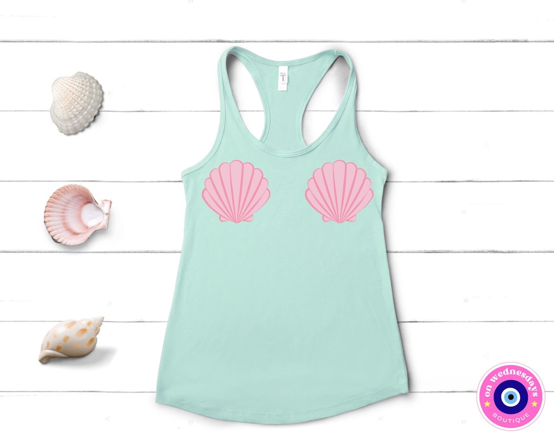Seashell Bra Shirt | Tank Tops for Women | Funny Mermaid Shirt | Cute ...