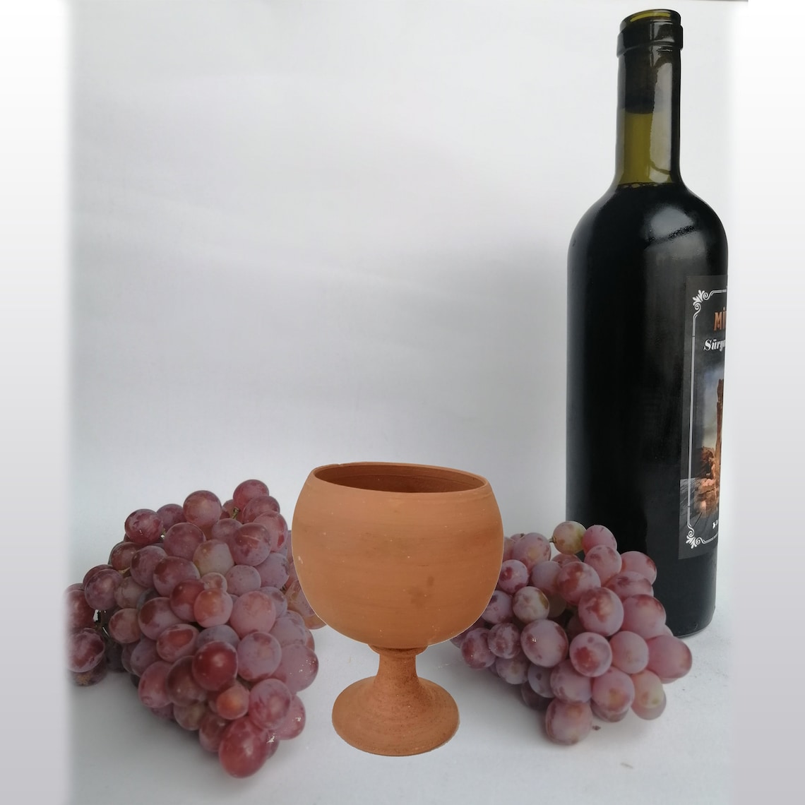 Organic Clay Wine Glass, Vintage Handmade Royal Clay Goblet, Antique ...