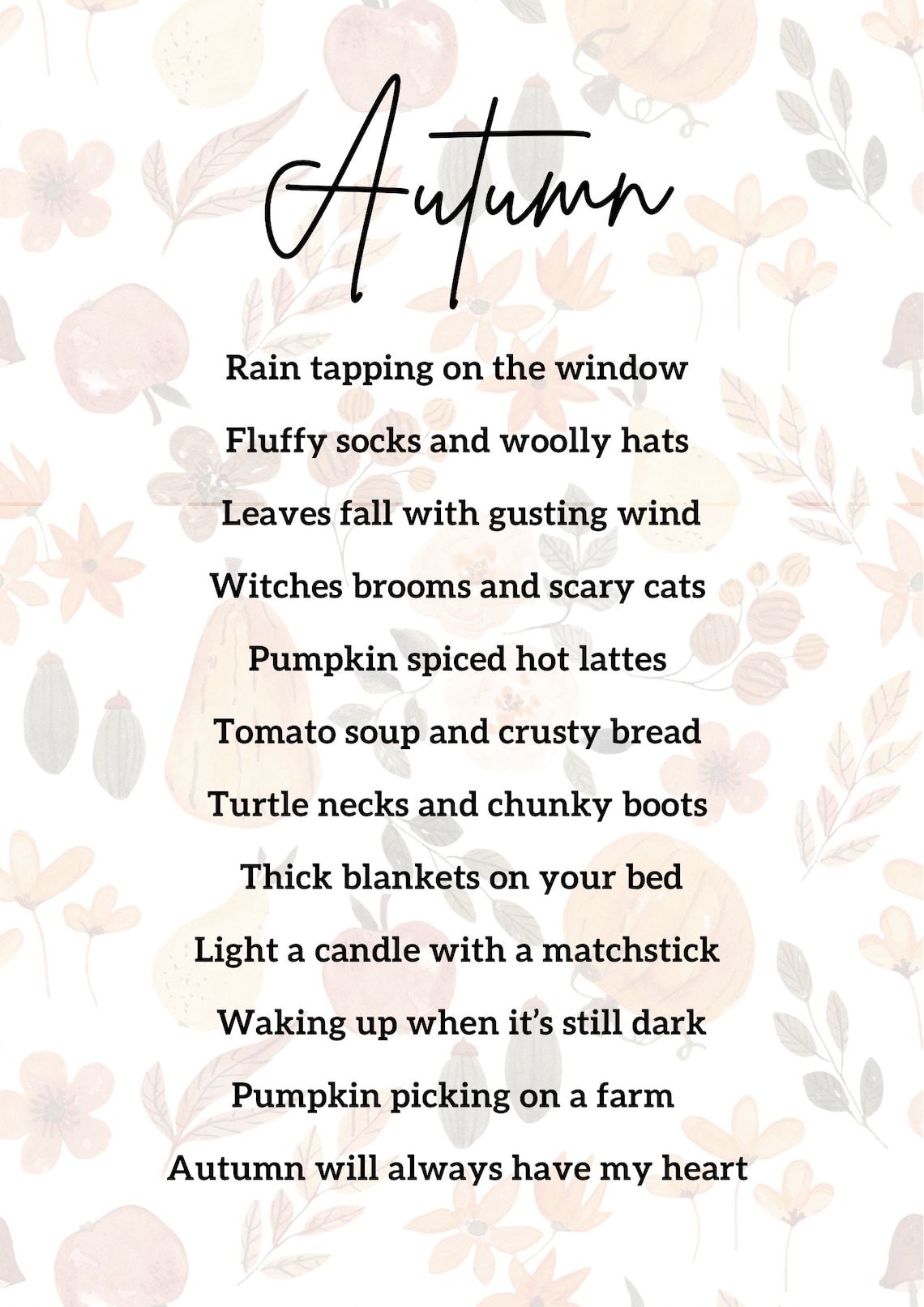 Autumn Poem - Autumnal Poem - Cosy Poem - Digital Download - Etsy