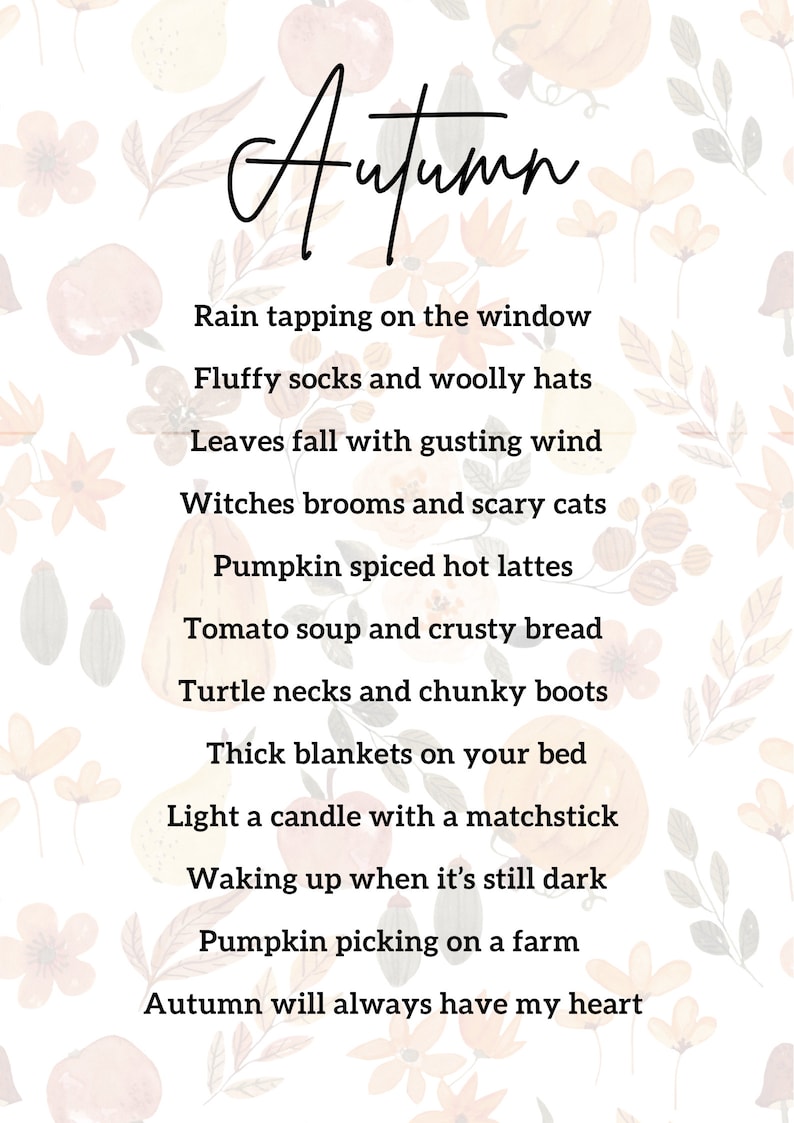 Autumn Poem - Autumnal Poem - Cosy Poem - Digital Download - Etsy