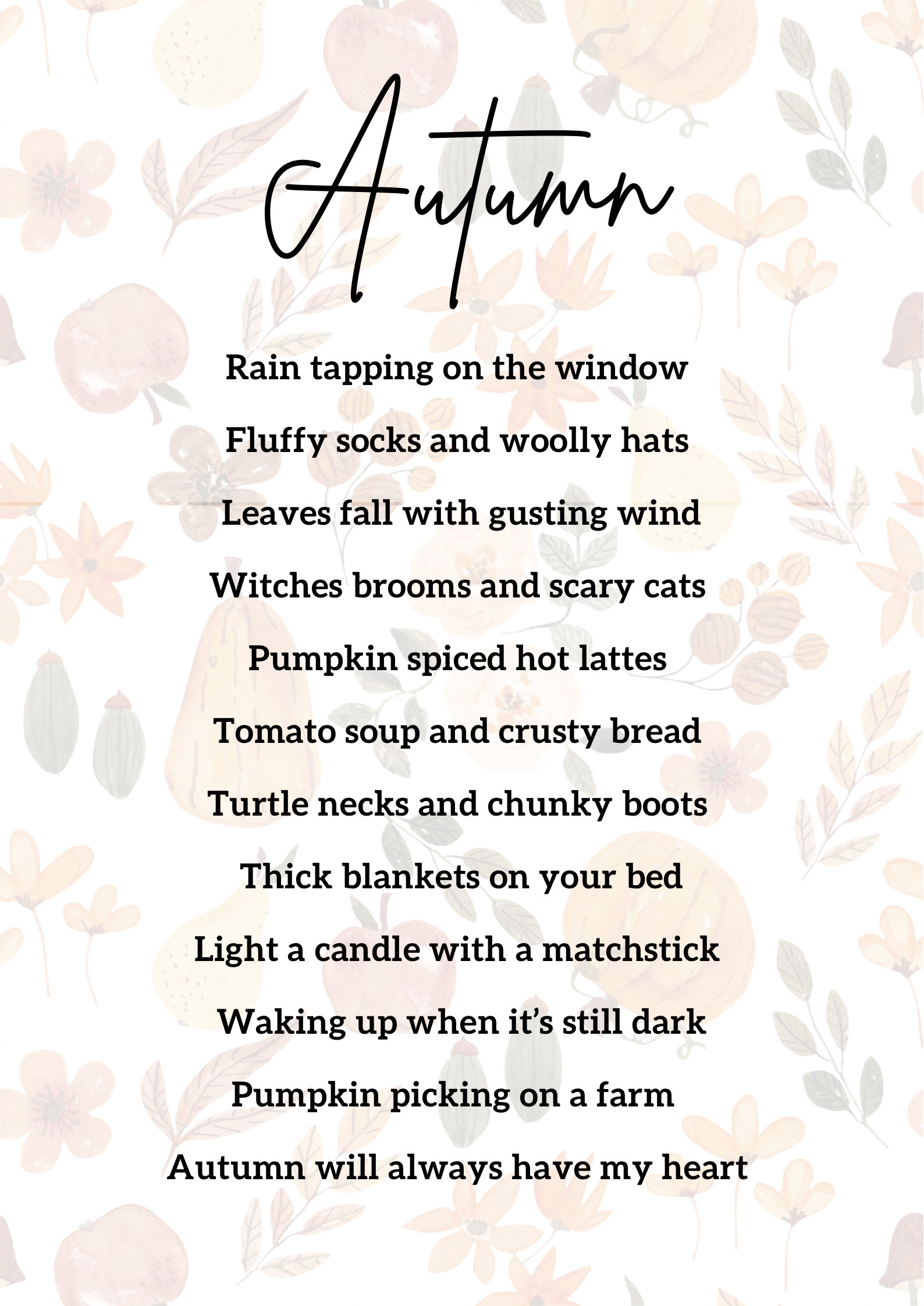Autumn Poem - Autumnal Poem - Cosy Poem - Digital Download - Etsy