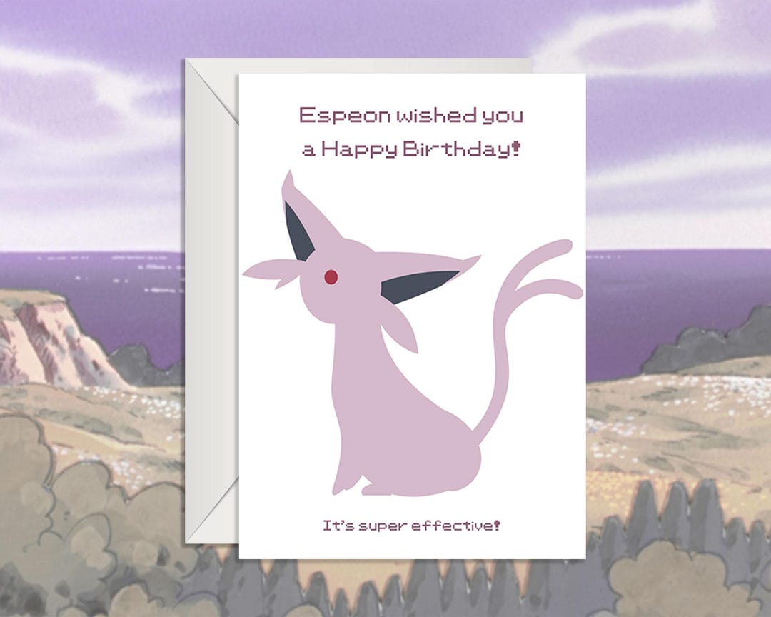 Pocket Monster Birthday Card | Psychic Type Greeting Card | Anime ...