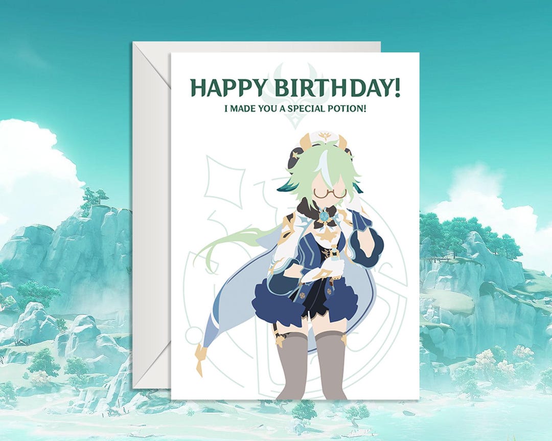Genshin Impact Birthday Card | Sucrose Greeting Card | Anemo Alchemist ...