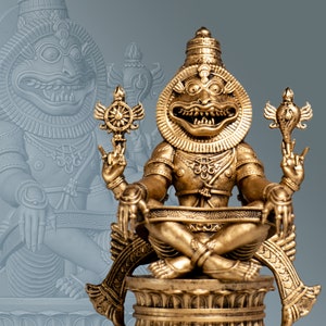 Statue of Lord Ugra Narasimha, A.k.a. Yoga Narasimha and Lakshmi ...