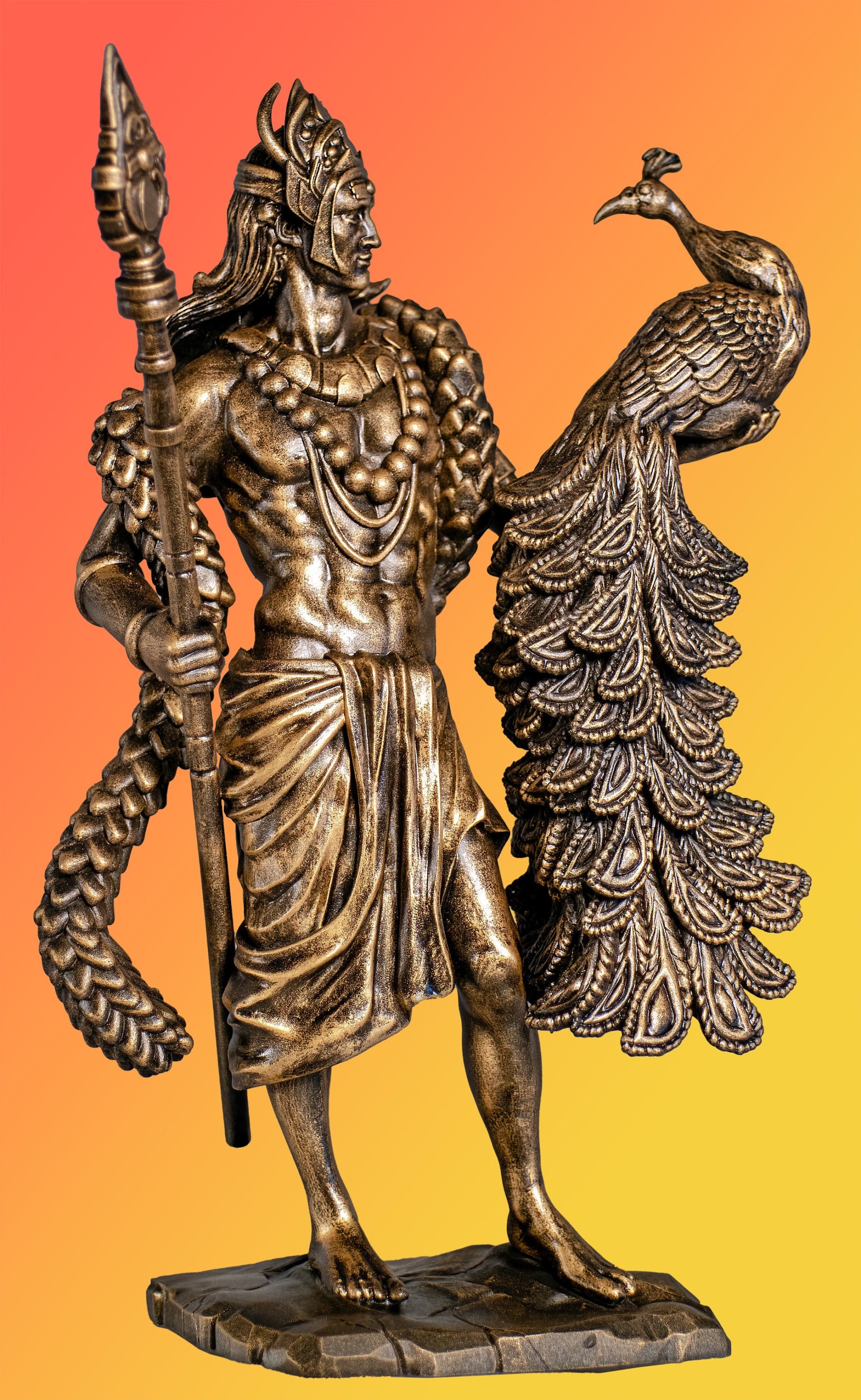 Statue of Standing Lord Kartikeya Holding Peafowl Paravani and Vel - Etsy
