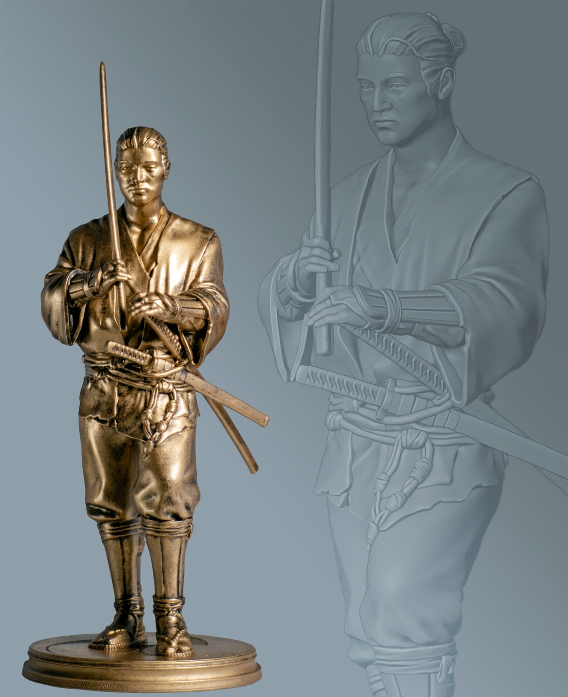 Statue of Miyamoto Musashi, the Legendary Warrior Swordsman, Inspiring ...