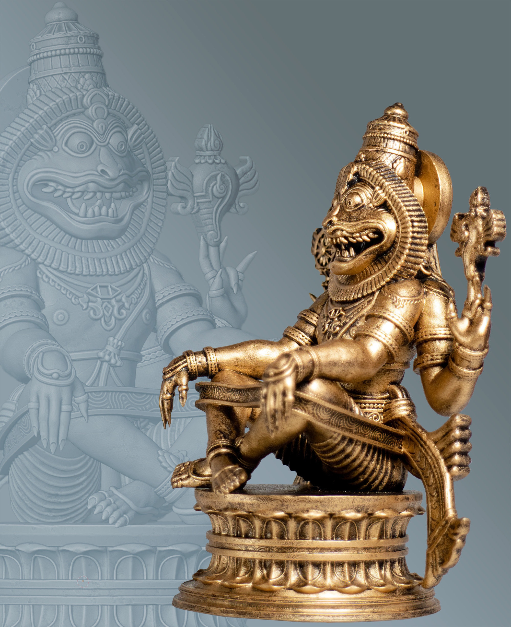 Statue of Lord Ugra Narasimha, A.k.a. Yoga Narasimha and Lakshmi ...