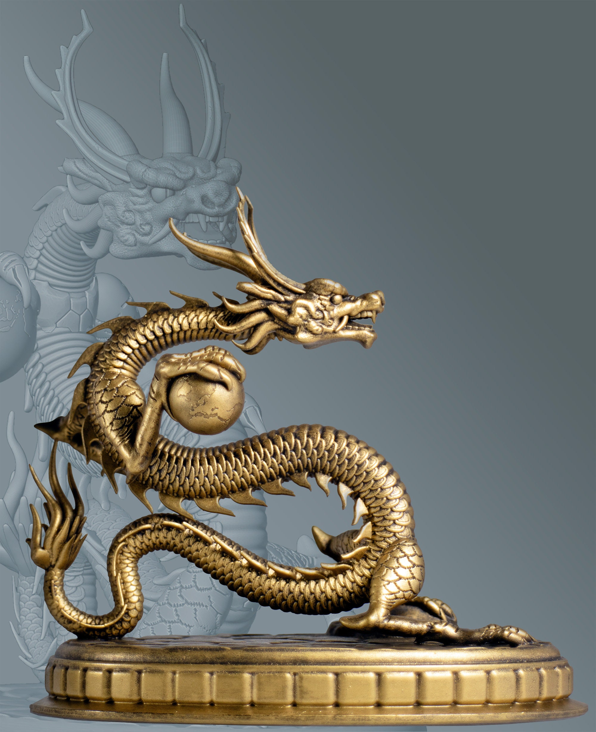 Statue of Chinese Dragon a.k.a. Lung Long 龙 龍 or Loong - Etsy