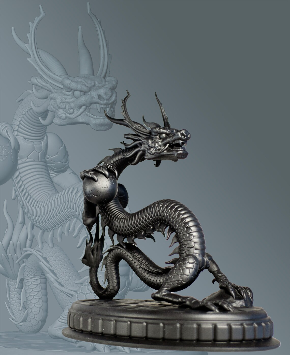 Statue of Chinese Dragon a.k.a. Lung Long 龙 龍 or Loong - Etsy