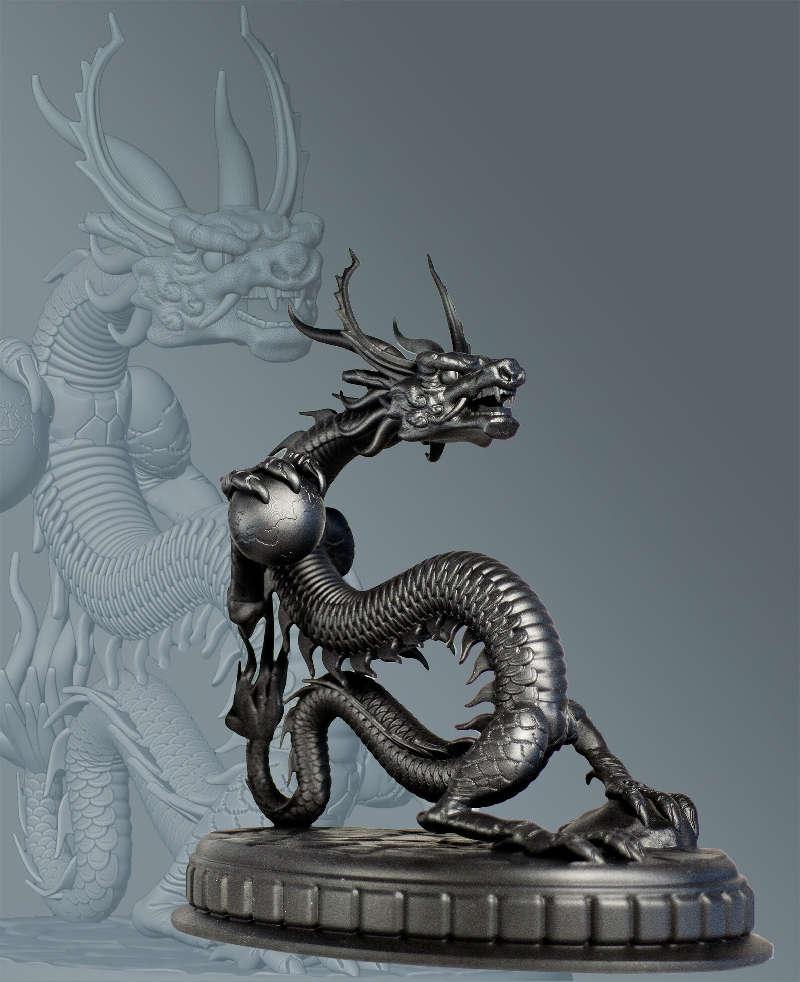 Statue of Chinese Dragon a.k.a. Lung Long 龙 龍 or Loong - Etsy