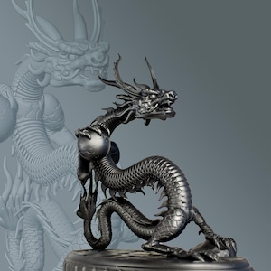 Statue of Chinese Dragon (a.k.a. Lung, Long, 龙, 龍 or Loong) Holding the ...