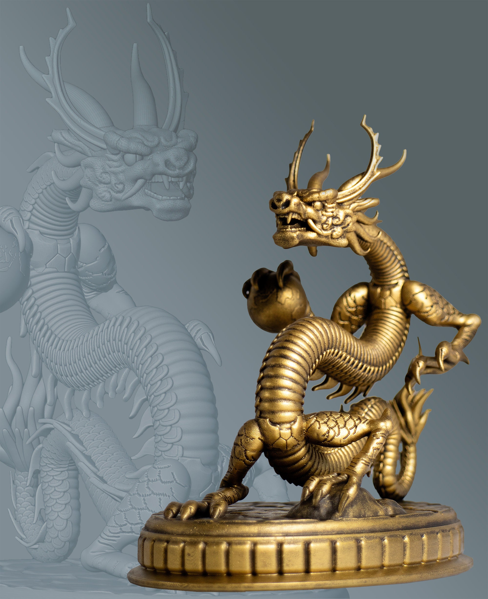 Statue of Chinese Dragon a.k.a. Lung Long 龙 龍 or Loong - Etsy