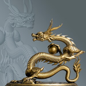 Statue of Chinese Dragon (a.k.a. Lung, Long, 龙, 龍 or Loong) Holding the ...
