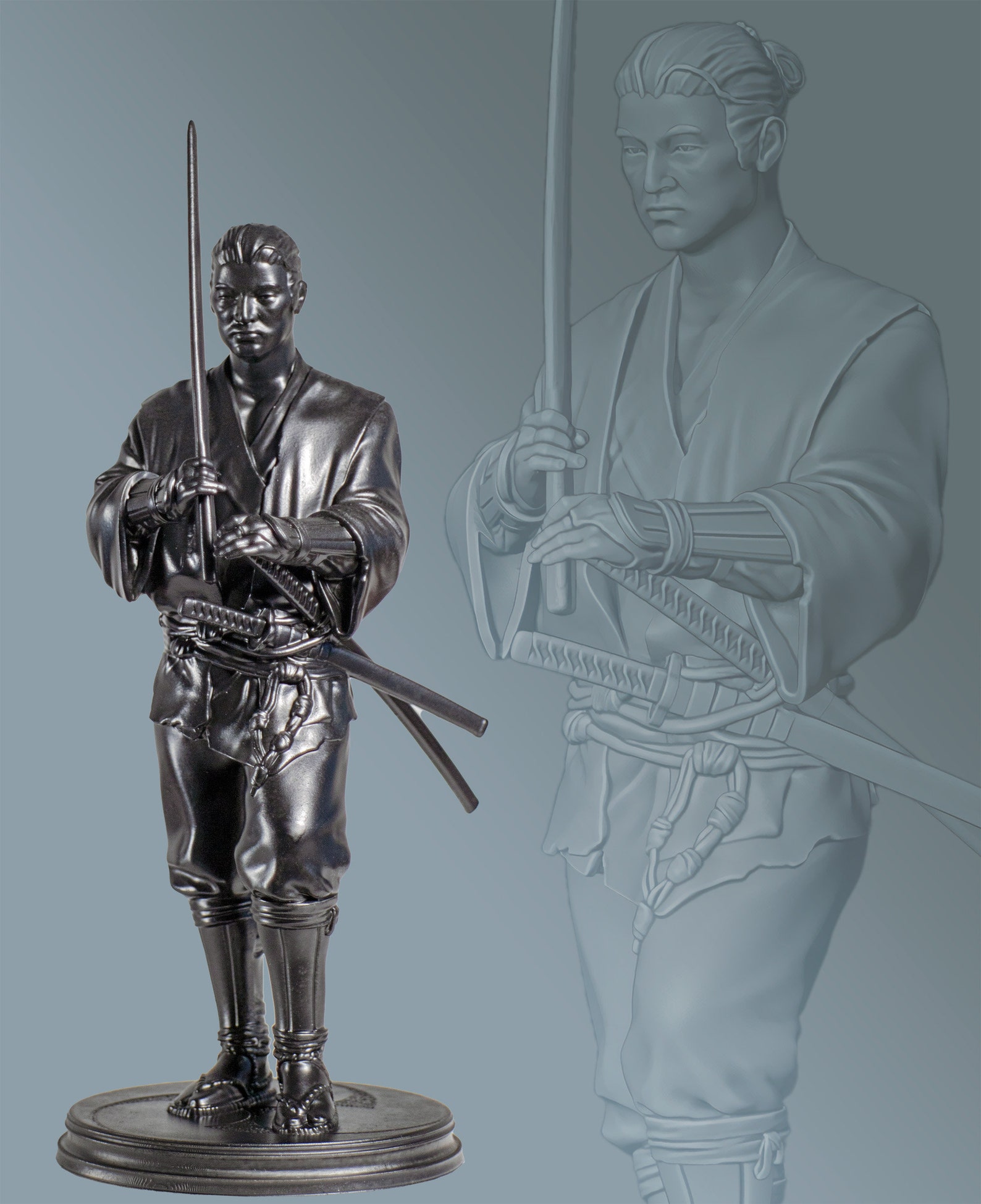 Statue of Miyamoto Musashi, the Legendary Warrior Swordsman, Inspiring ...