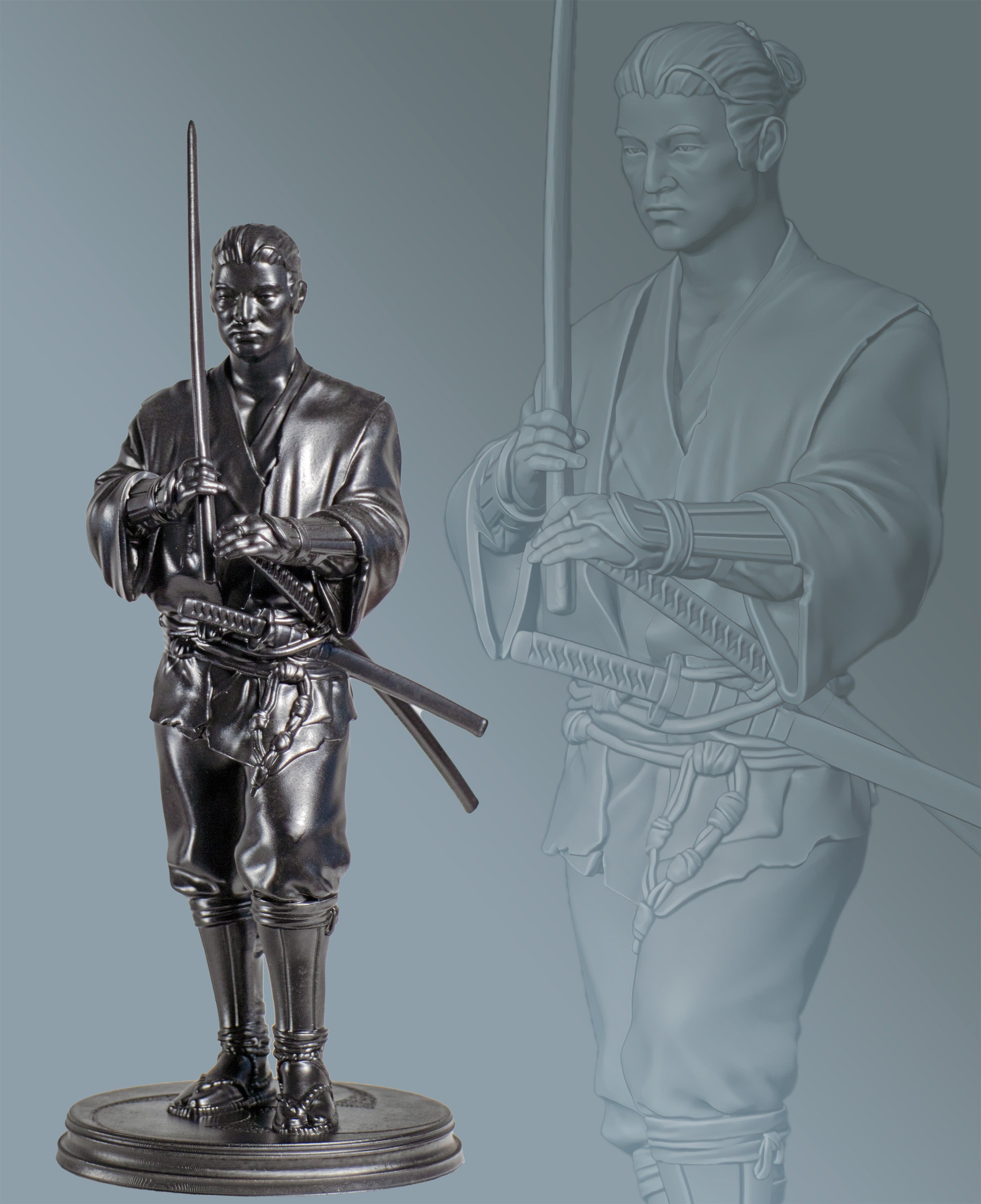 Statue of Miyamoto Musashi, the Legendary Warrior Swordsman, Inspiring ...