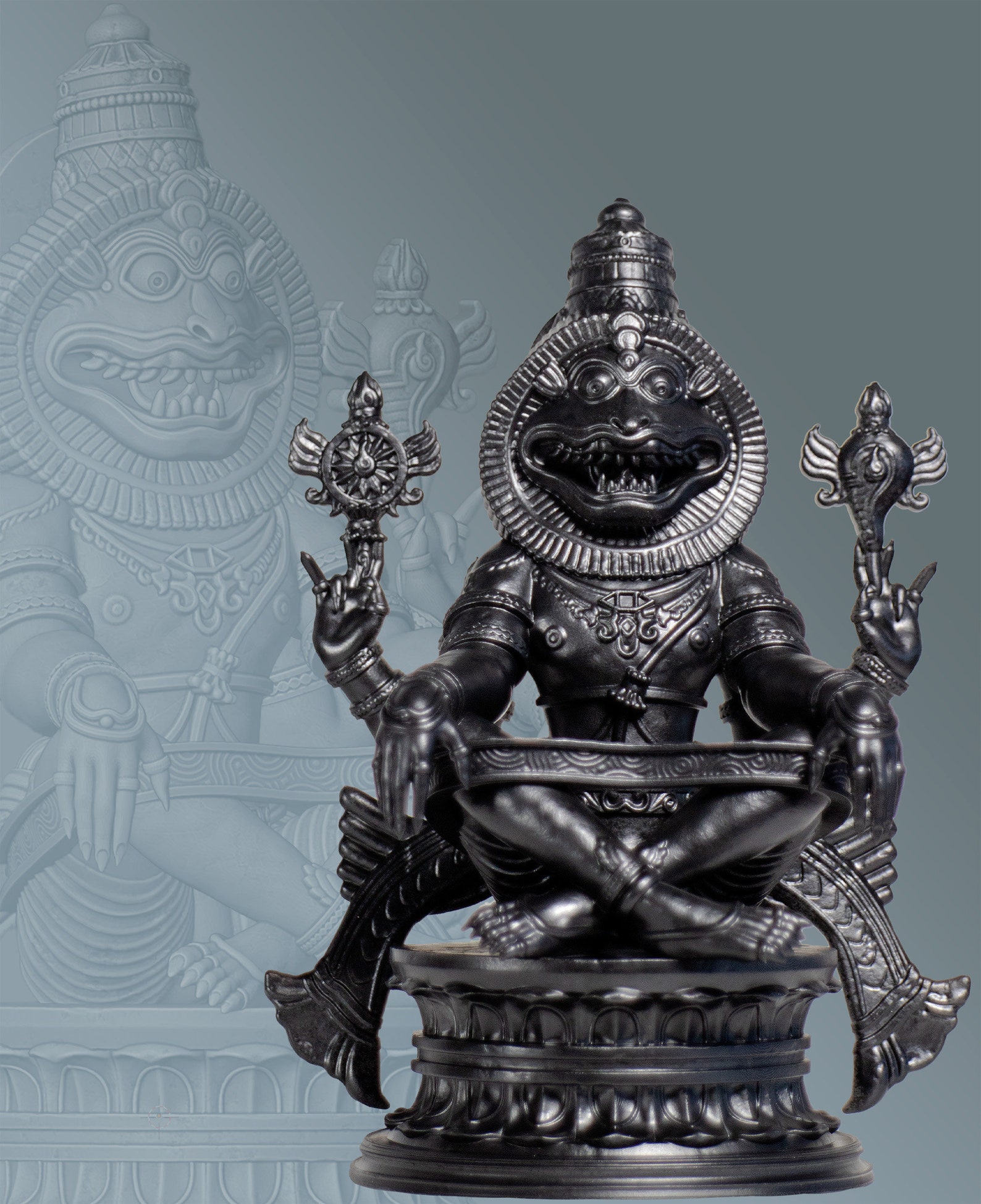 Statue of Lord Ugra Narasimha, A.k.a. Yoga Narasimha and Lakshmi ...