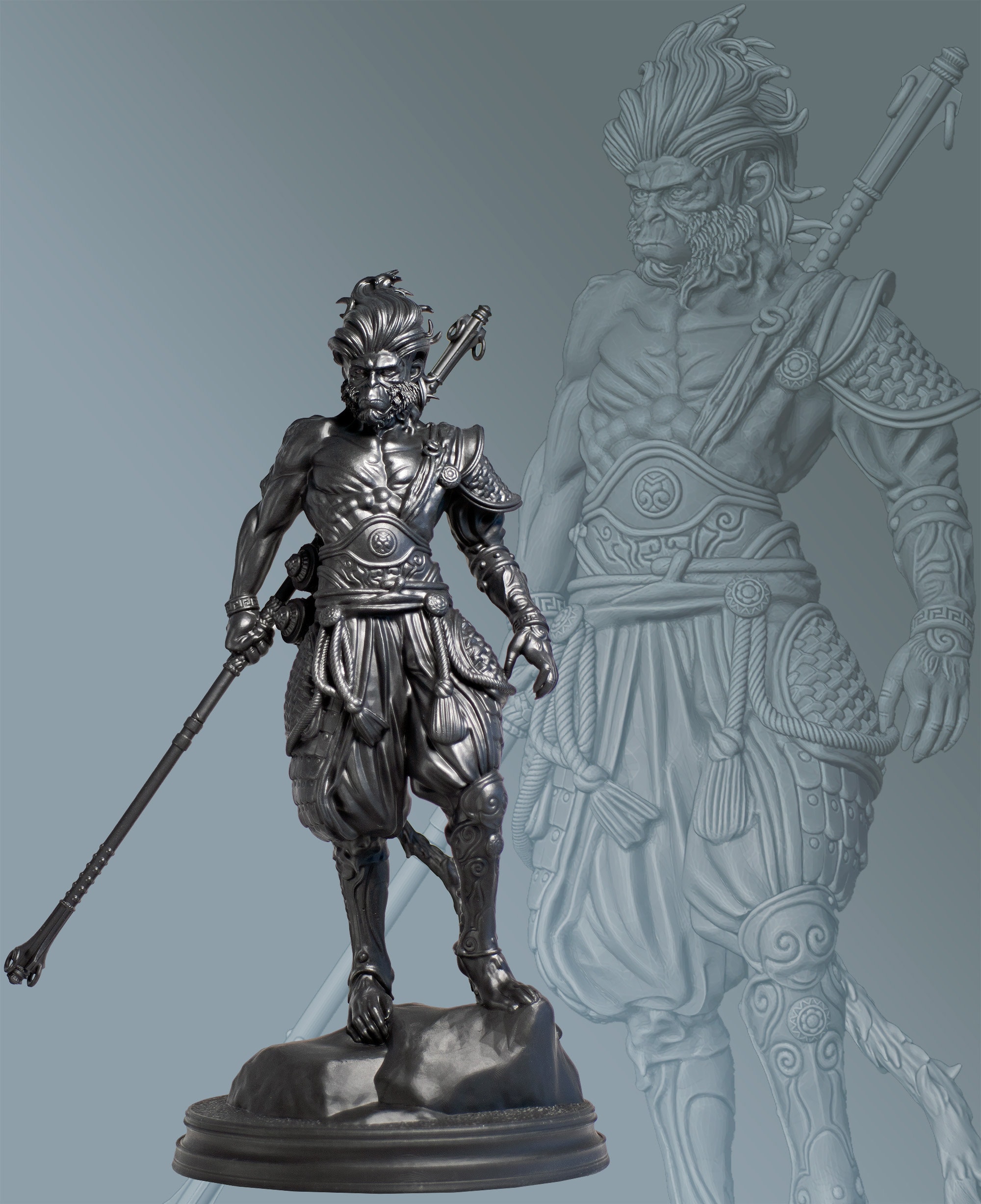 Sun Wukong Monkey King Statue, Feng Shui Buddhist Deity (handmade, Uv ...