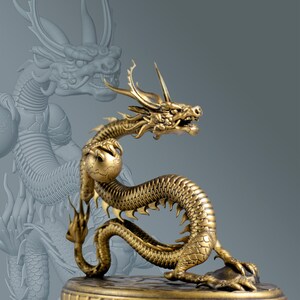 Statue of Chinese Dragon (a.k.a. Lung, Long, 龙, 龍 or Loong) Holding the ...