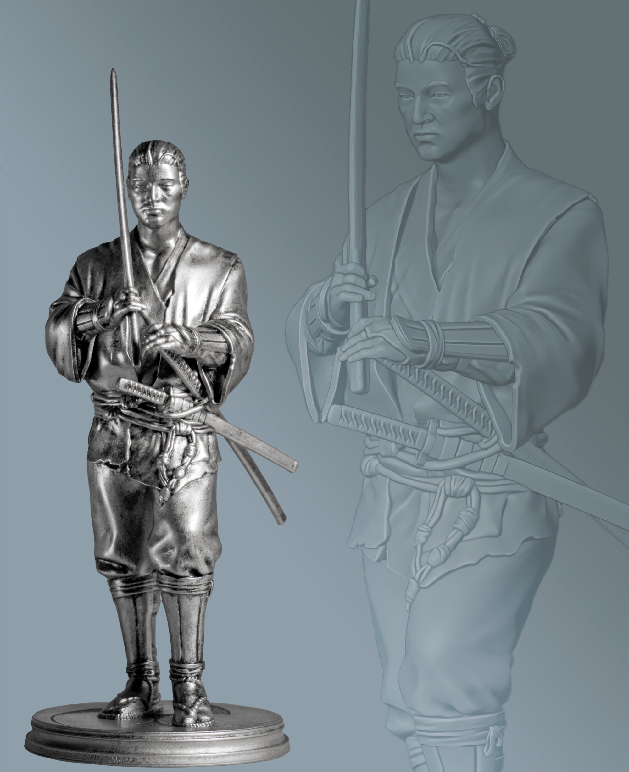 Statue of Miyamoto Musashi, the Legendary Warrior Swordsman, Inspiring ...