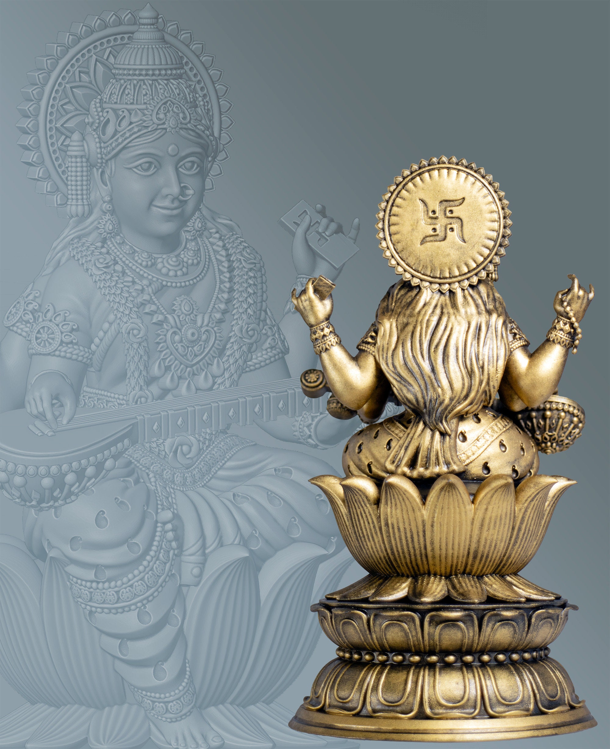 Statue of Saraswati, A.k.a. Gayatri, Sharada, Savitri, Brahmani ...