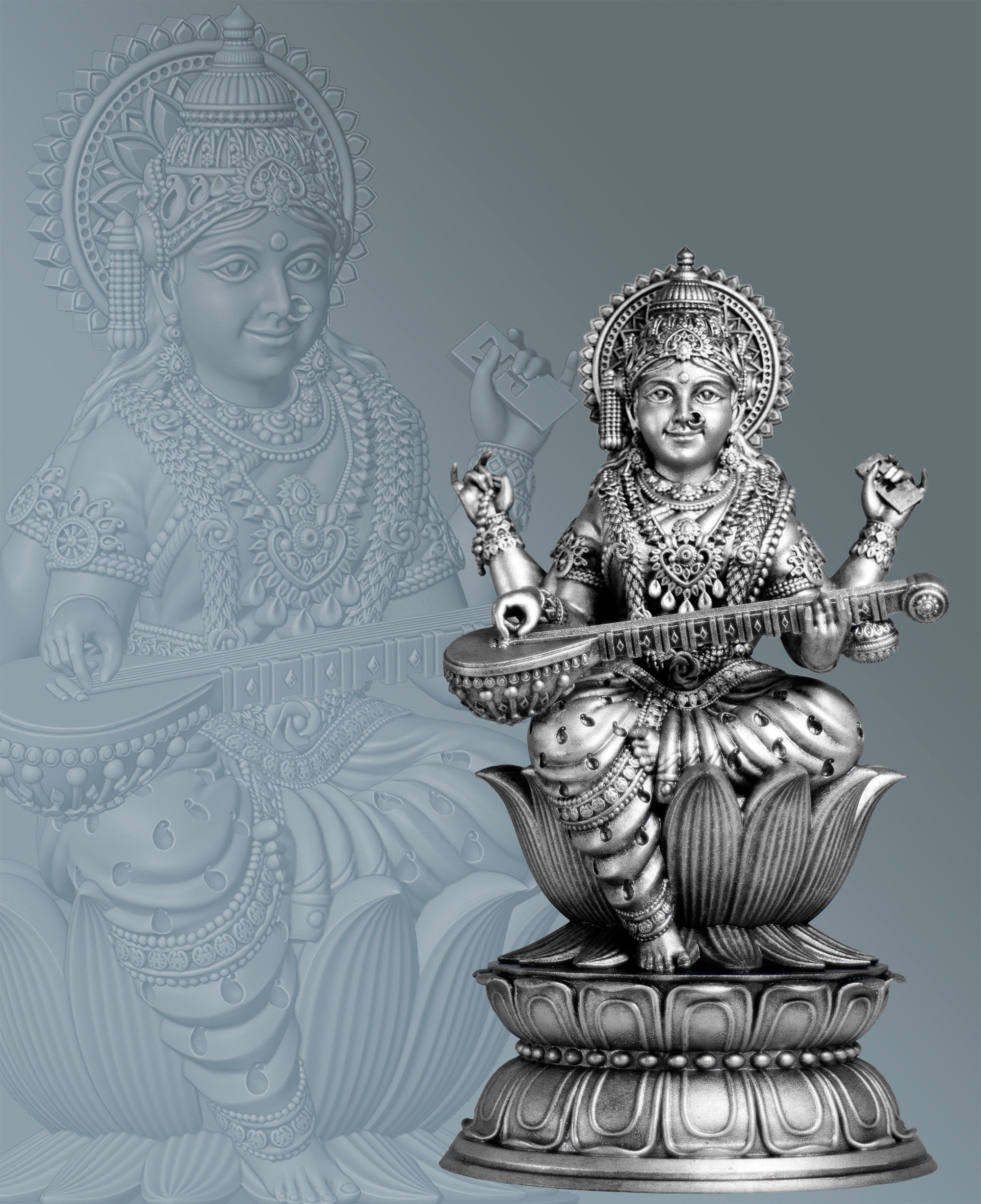 Statue of Saraswati A.k.a. Gayatri Sharada Savitri - Etsy