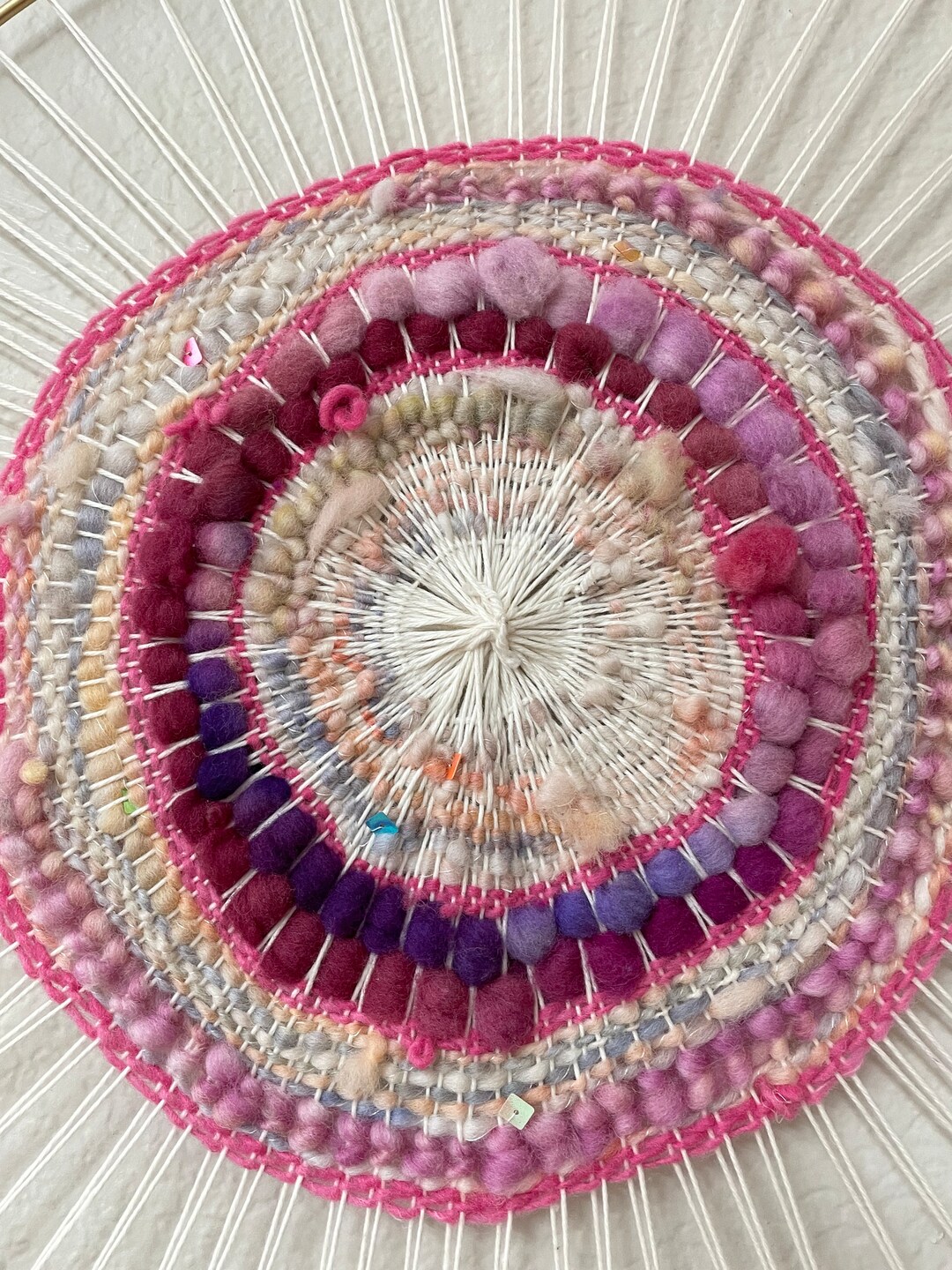 Purple Waves Circular Hand Made Weaving Original Fiber Art One of a ...
