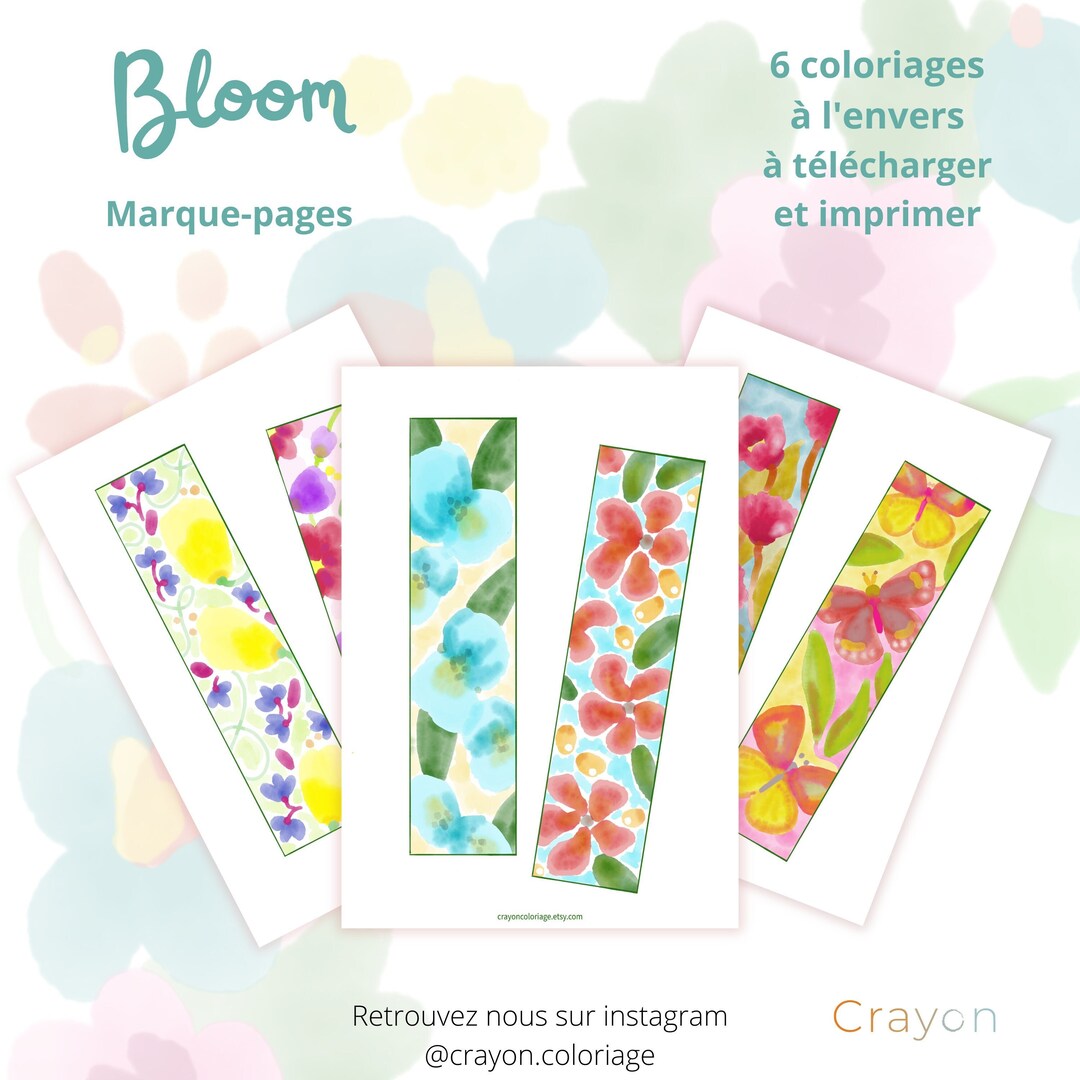 Bloom Collection Spring Reverse Coloring Bookmarks to Print - Etsy