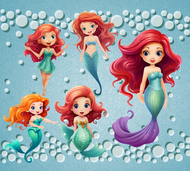 Mermaid Clipart Set of 30 Beautiful High Quality PNG Designs - Etsy